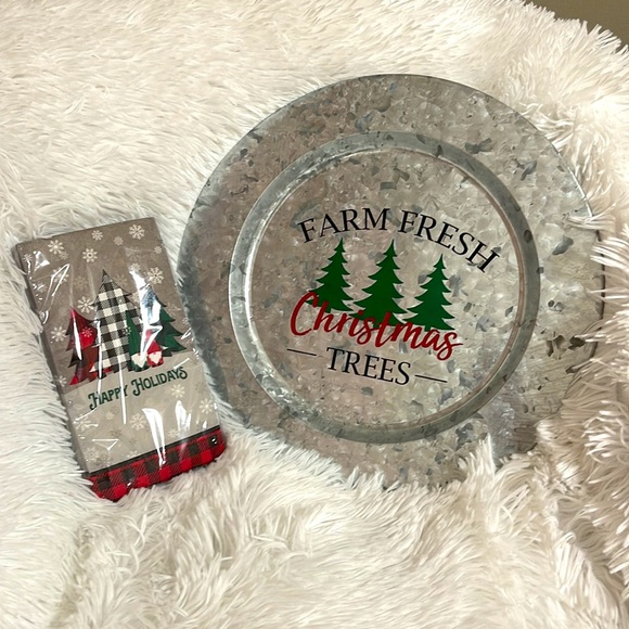 Kitchen | New 13 Galvanized Christmas Tree Charger Plate With Matching ...